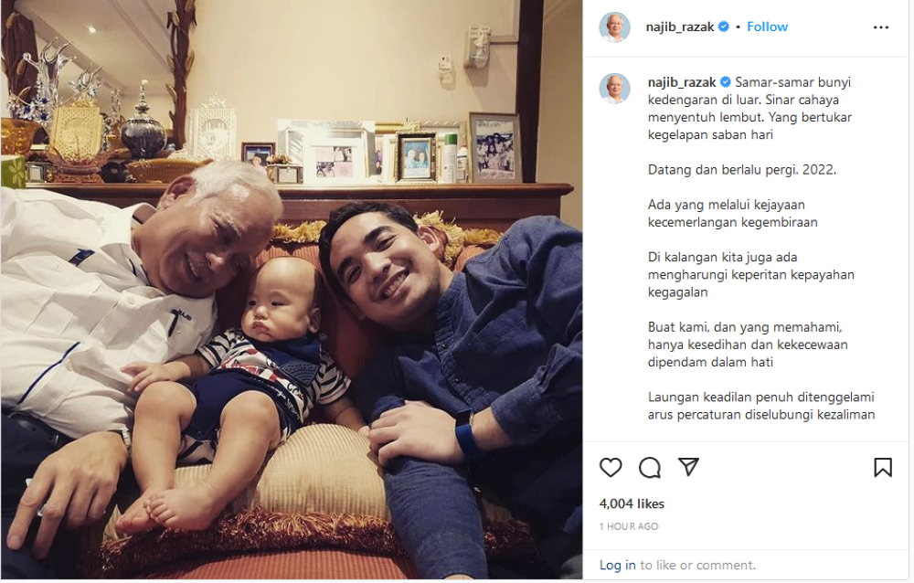 Najib’s New Year message tells his lonely life behind bars